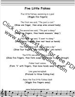Five Little Fishies Lyrics, Printout, MIDI, and Video